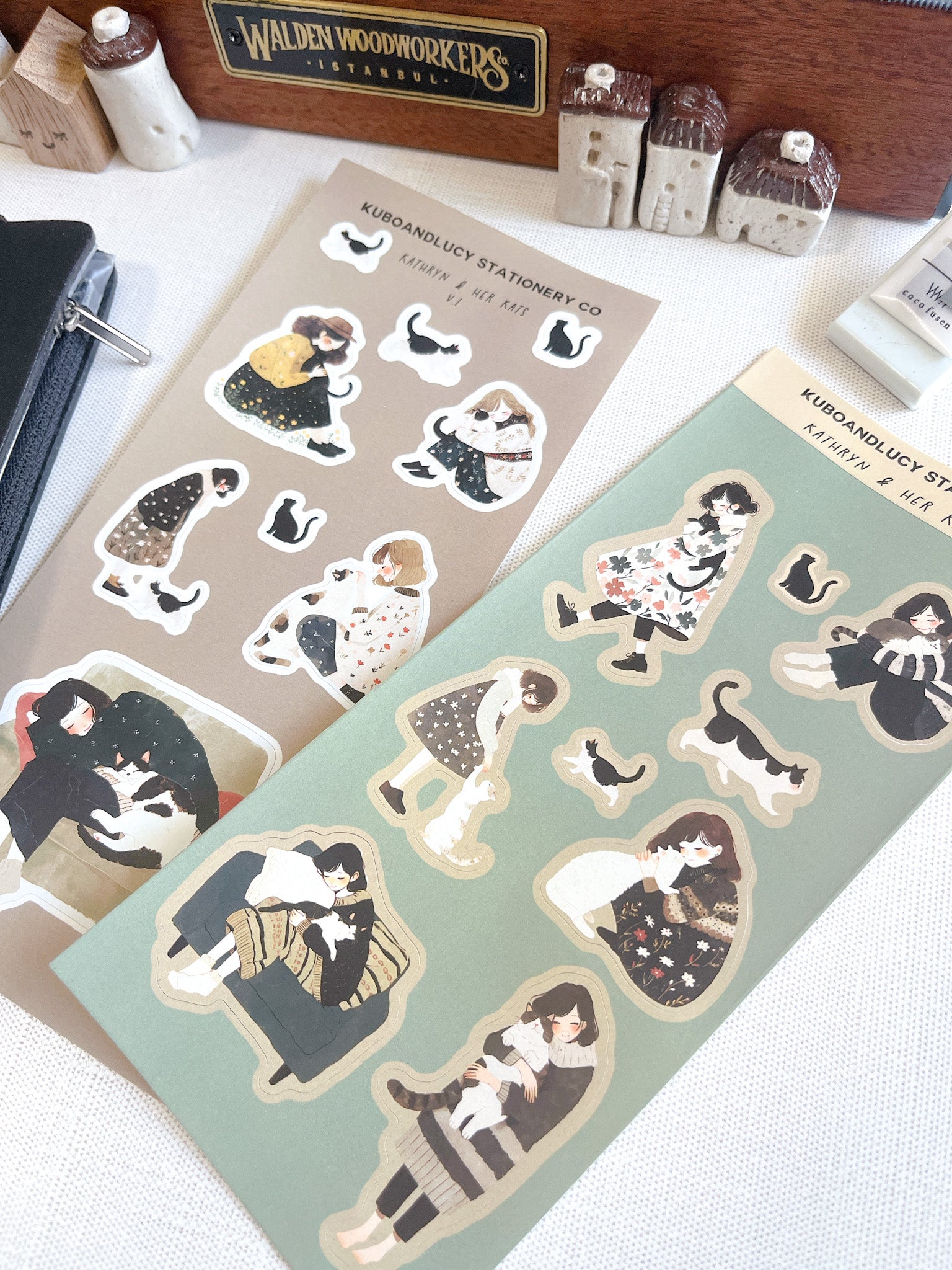 Kathryn and her Kat Sticker Sheet | 2 Designs – KuboandLucy Stationery Co