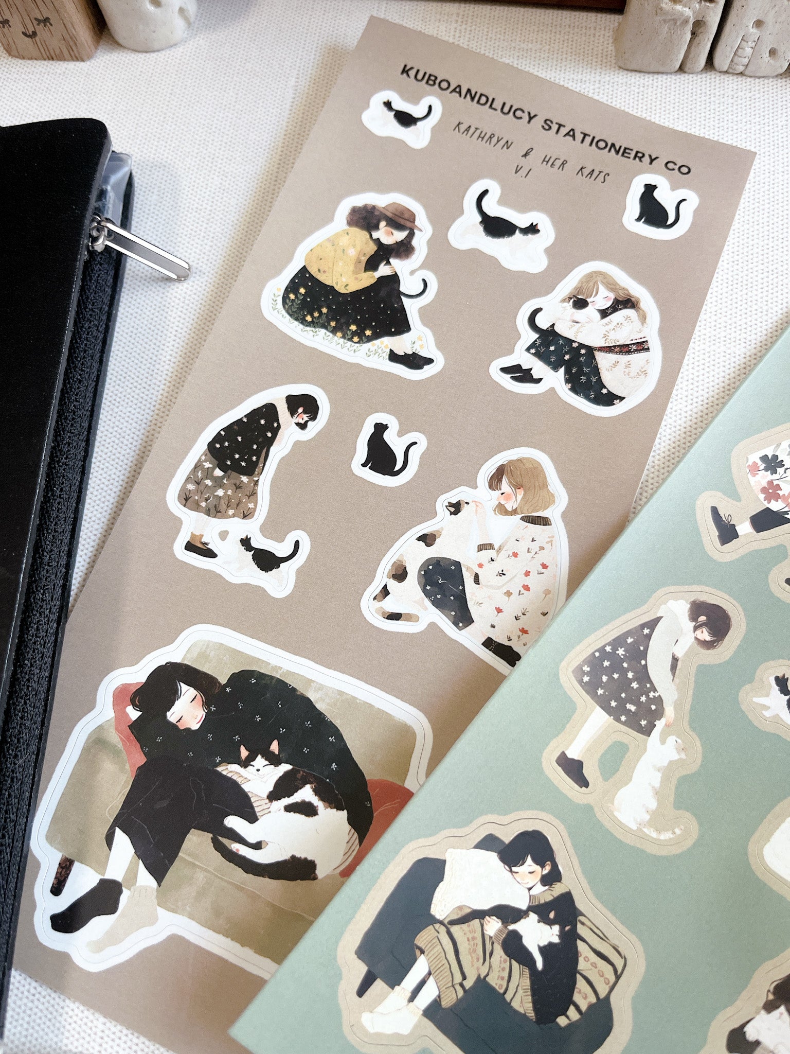 Kathryn and her Kat Sticker Sheet | 2 Designs – KuboandLucy Stationery Co